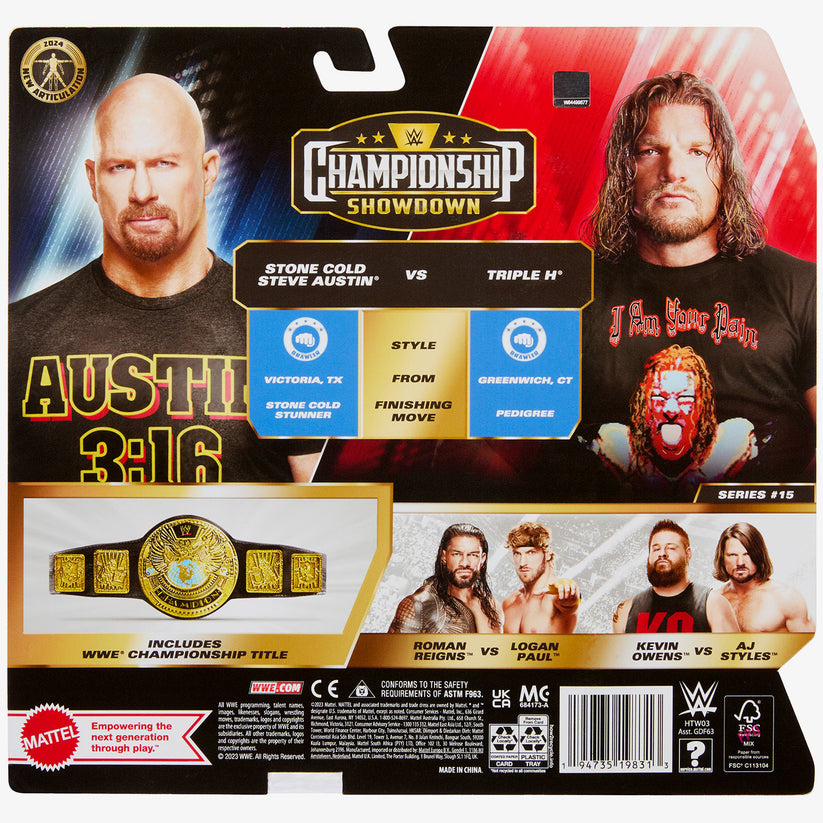 Stone Cold Steve Austin & Triple H WWE Championship Showdown 2-Pack Series #15 Action Figures ...