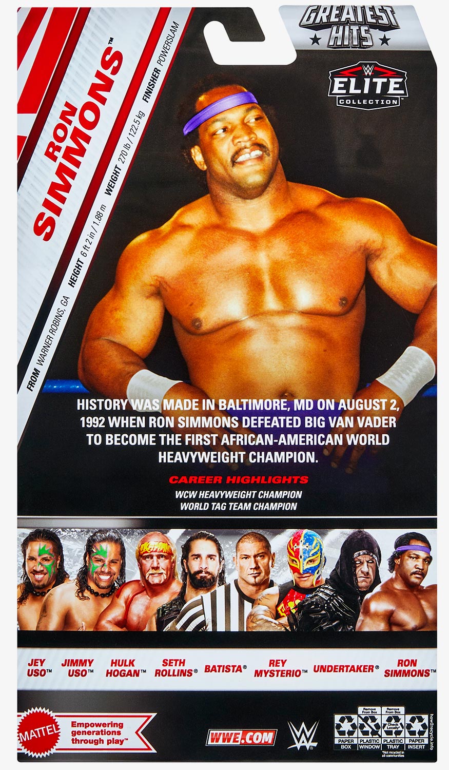 Ron Simmons WWE Elite Collection Greatest Hits Series #7 Action Figure ...