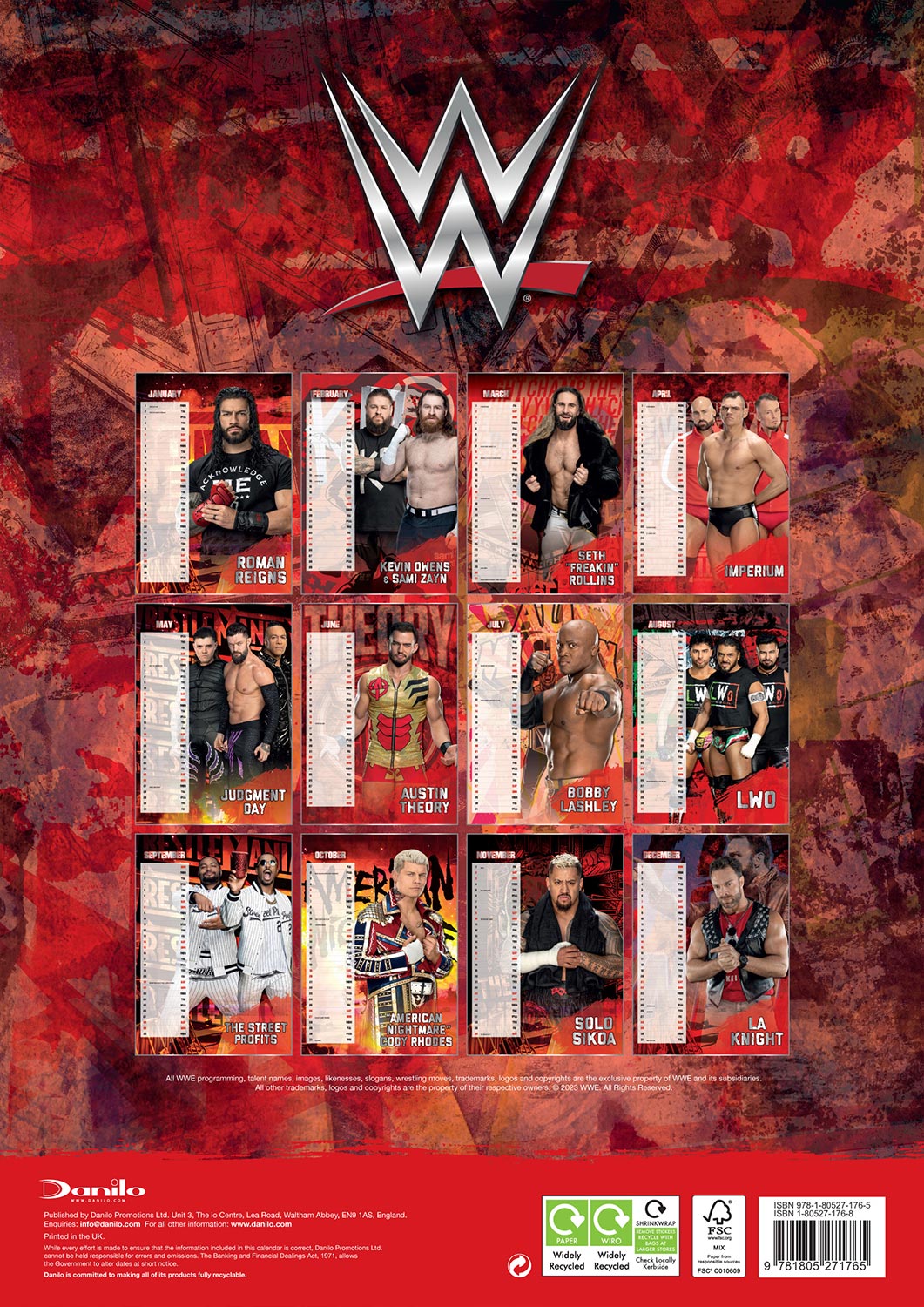 WWE Mens Superstars 2024 A3 Calendar – wrestlingshop.com
