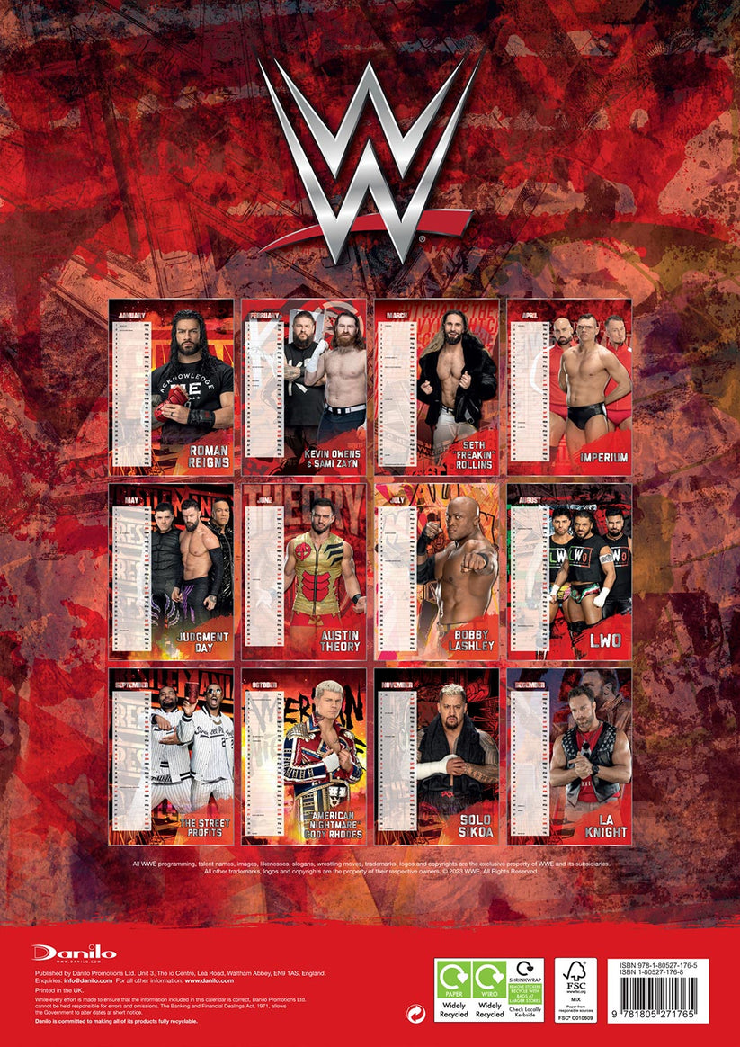 WWE Mens Superstars 2024 A3 Calendar – wrestlingshop.com