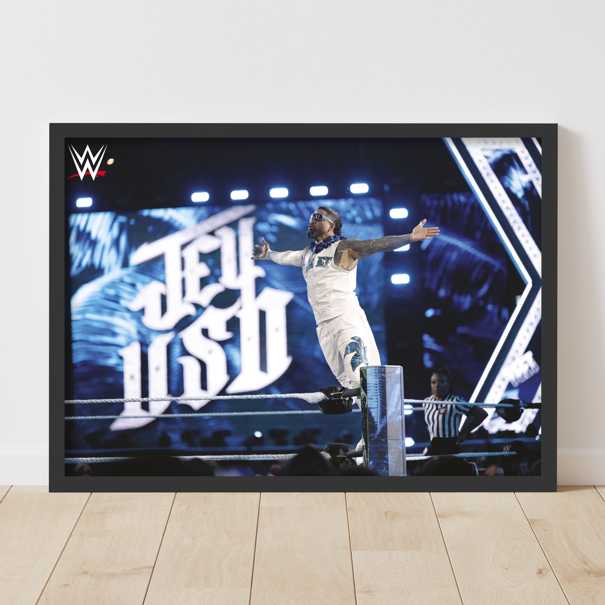 Jey Uso on Ring Ropes WrestleMania WWE Print Poster – wrestlingshop.com
