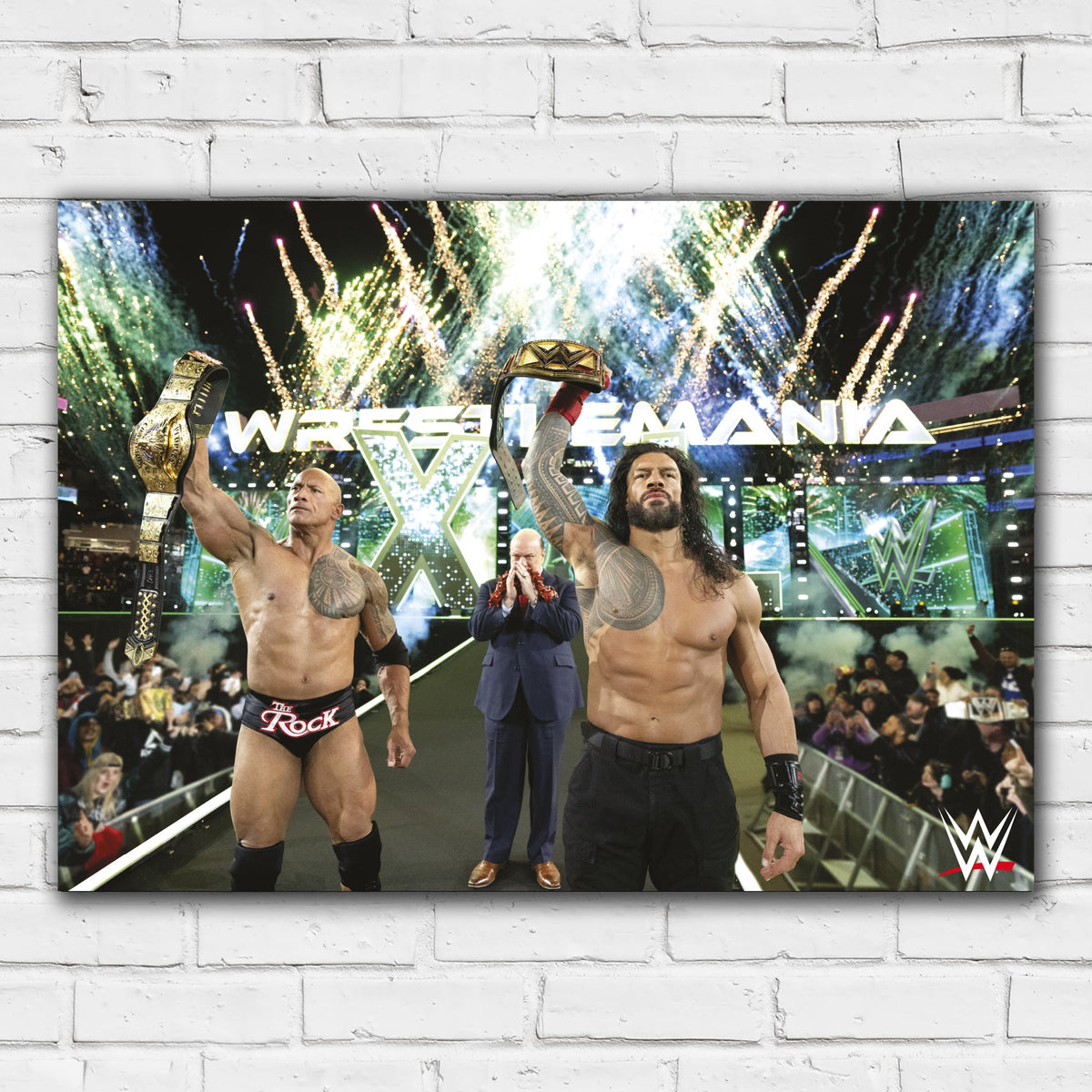 The Rock & Roman Reigns WWE WrestleMania Win Print Poster ...