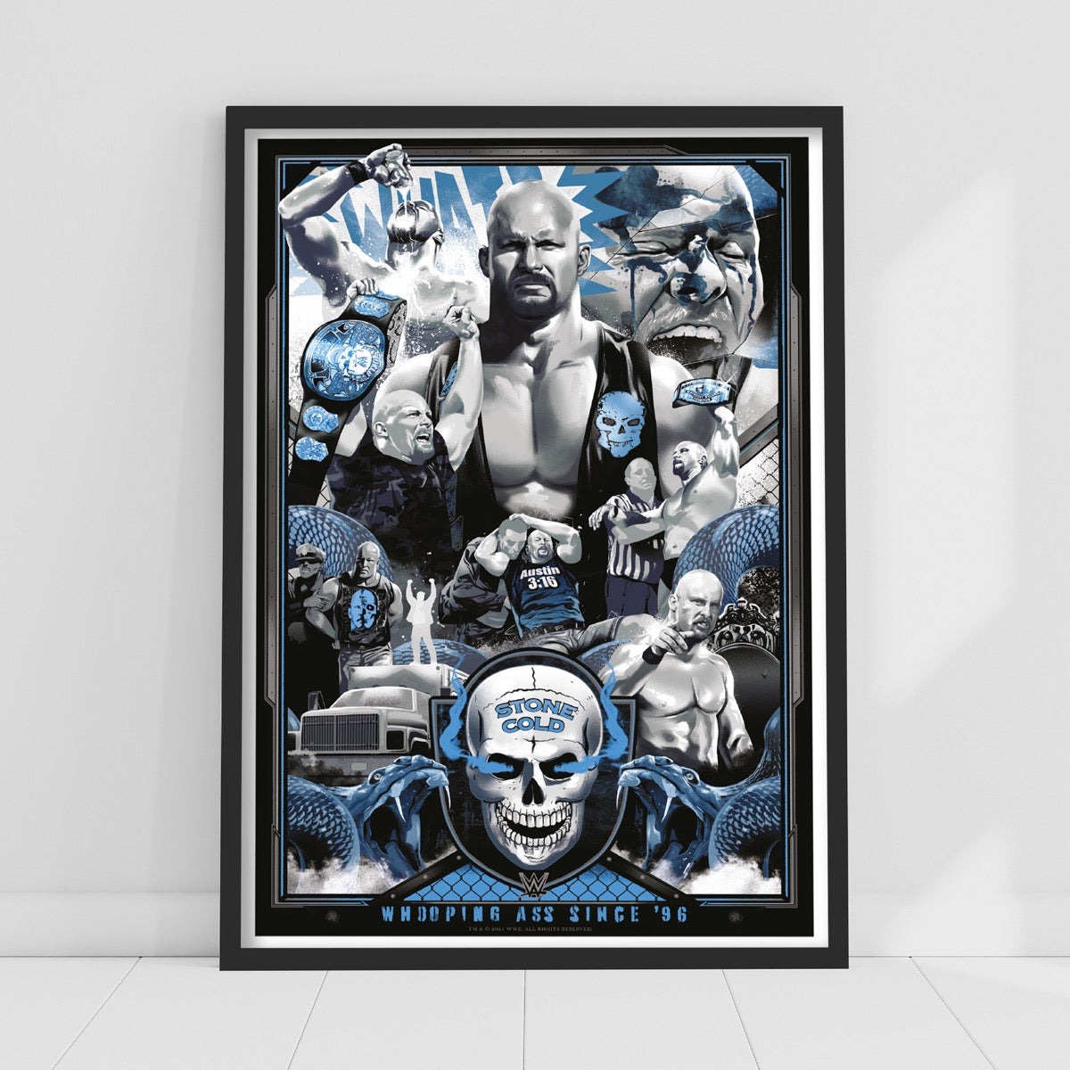 Stone Cold Steve Austin WWE Collage Print Poster – wrestlingshop.com