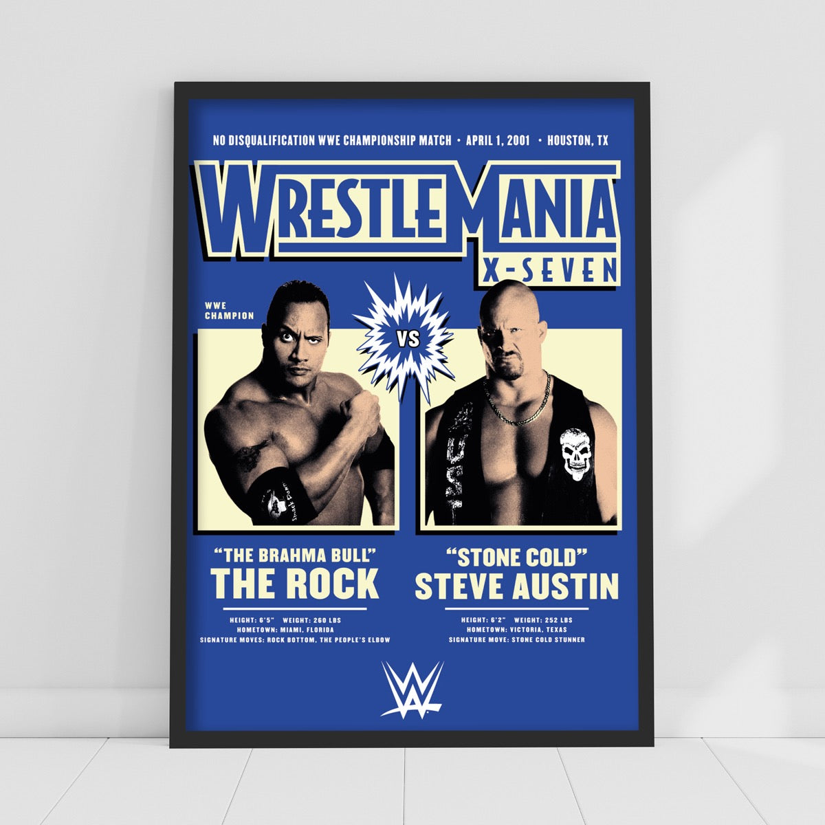 The Rock & Stone Cold Steve Austin WWE WrestleMania Print Poster ...