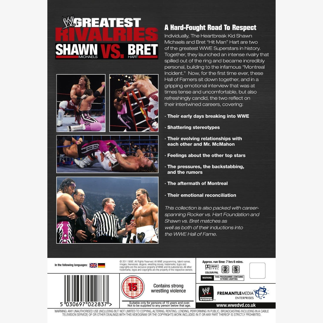 Shawn Michaels vs. Bret Hart - WWEs Greatest Rivalries DVD ...